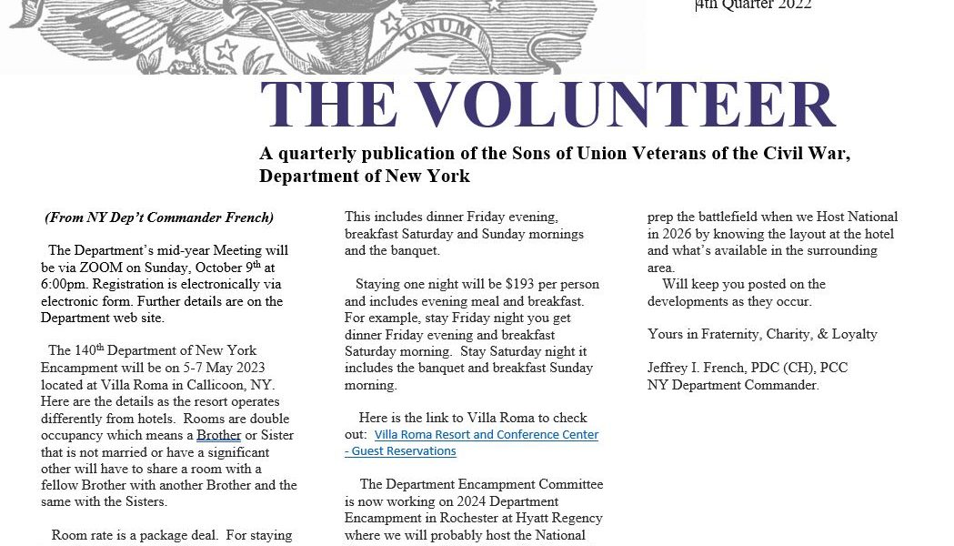 4th 2022 profile – New York Department SUVCW