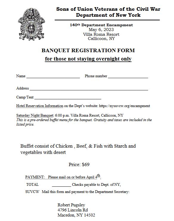 Banquet – New York Department SUVCW