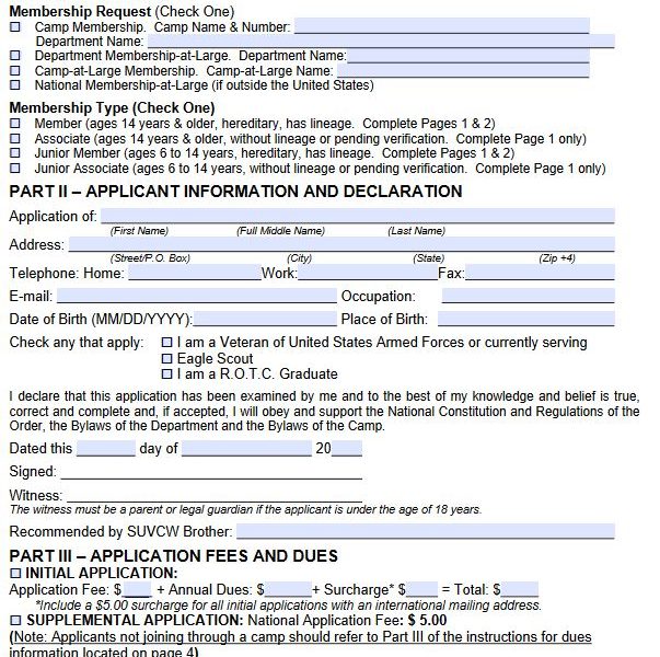 Membership – New York Department SUVCW